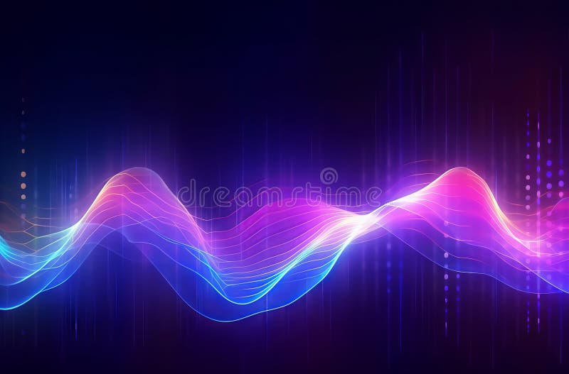 Abstract 3d Rendering of Waves in Cold Colors in a Dark Space. Abstract ...