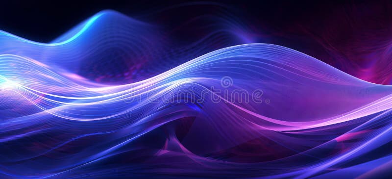 Abstract 3d Rendering of Waves in Cold Colors in a Dark Space. Abstract ...