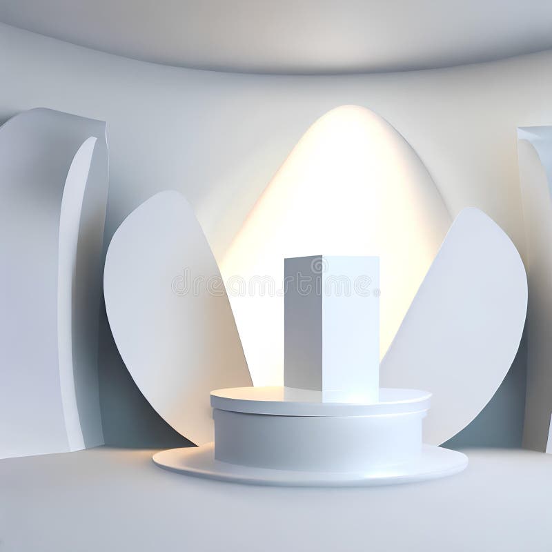 Abstract 3D Rendering White Pedestal Cylinder Podium Studio with a ...