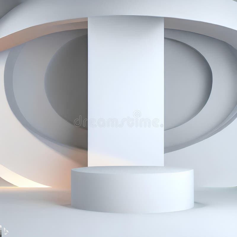 Abstract 3D Rendering White Pedestal Cylinder Podium Studio AI ...