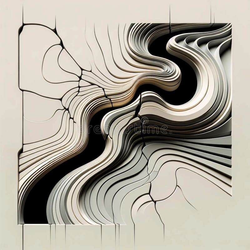 An Abstract 3D Rendering of a White Surface with a Series of Curved ...