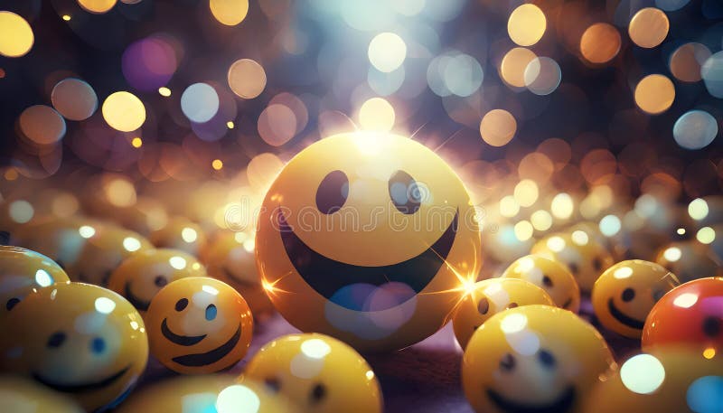3d Rendering World Smile Day Emojis Arrangement, Soft Focus Stock ...