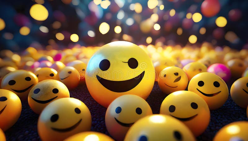 3d Rendering World Smile Day Emojis Arrangement, Soft Focus Stock ...