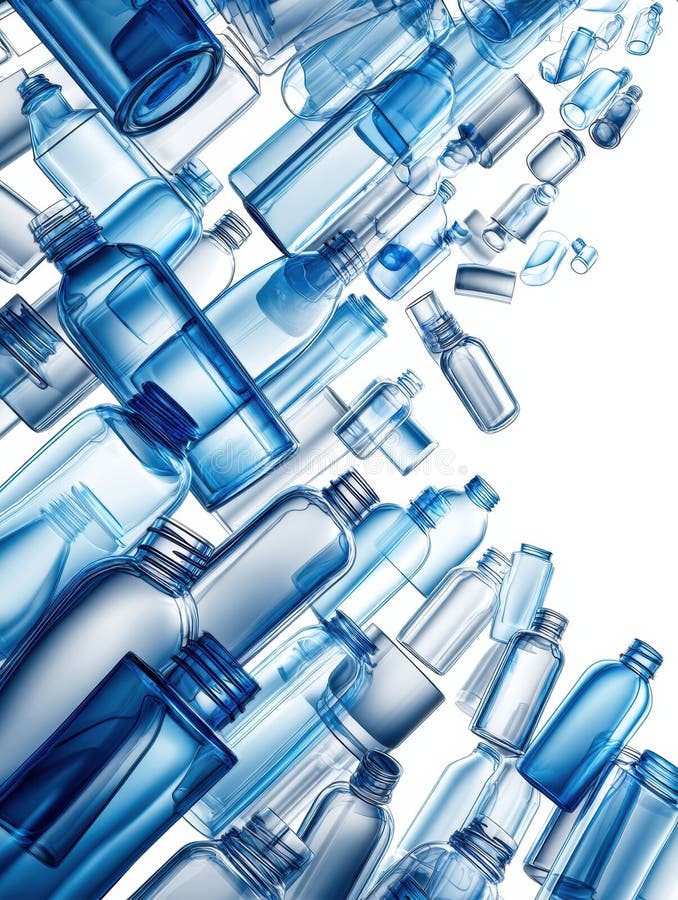 Abstract 3D Representation of Floating Plastic Bottles on a Clean White ...