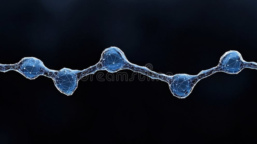 Abstract 3D Representation of Molecular Structure with Blue Nodes and ...