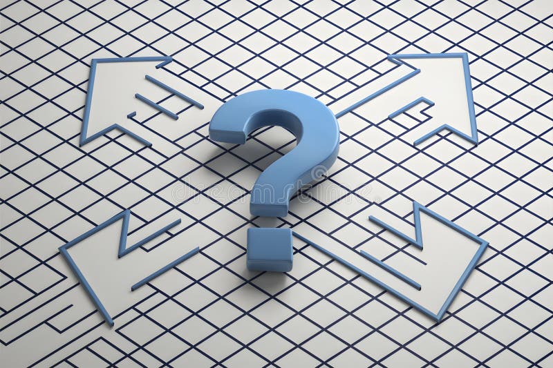 Abstract 3D Representation White Grid with Blue Arrows, Central ...