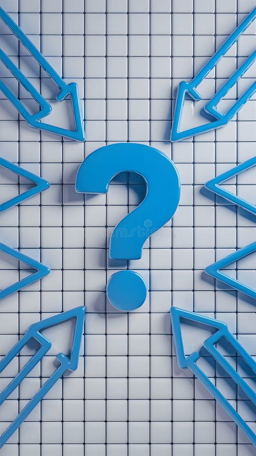 Abstract 3D Representation White Grid with Blue Arrows, Central ...