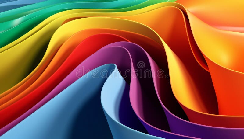 3D Ribbon or Strip Rolled Up Rainbow Coloured Waving Layers Stock ...