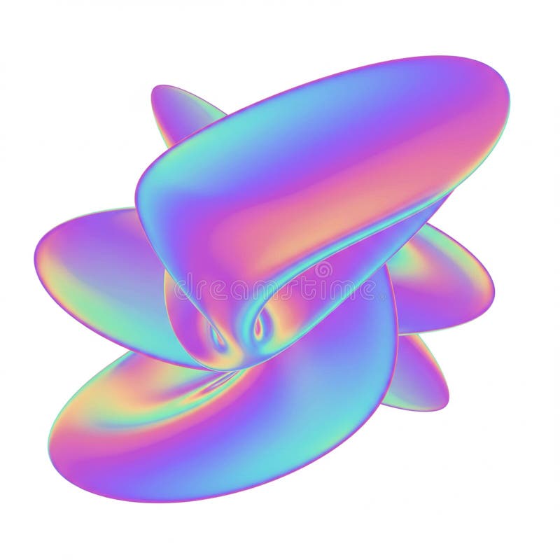 Abstract 3D Shape Featuring Smooth, Flowing Surfaces with Iridescent ...