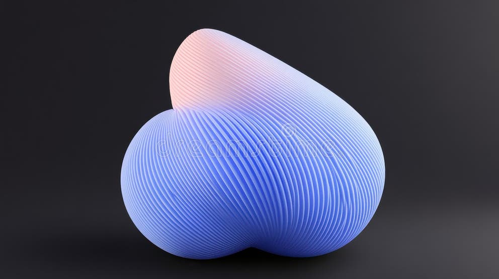 Abstract 3d Shape with Gradient Ridges in Blue and Pink Tones Against ...