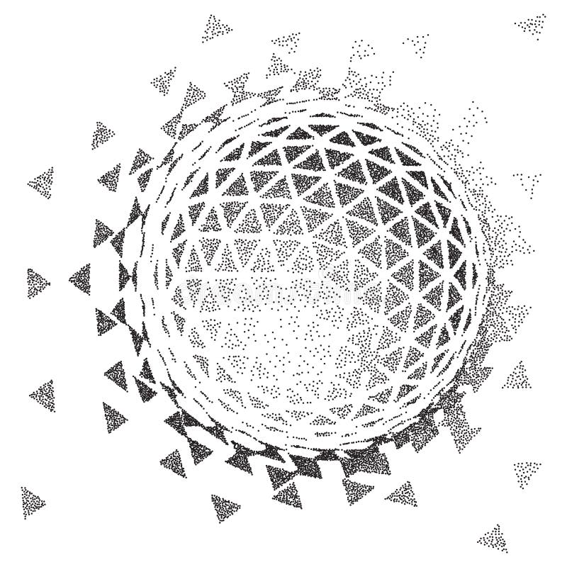Abstract 3D Shape. Halftone Style Stock Vector - Illustration of dotted ...