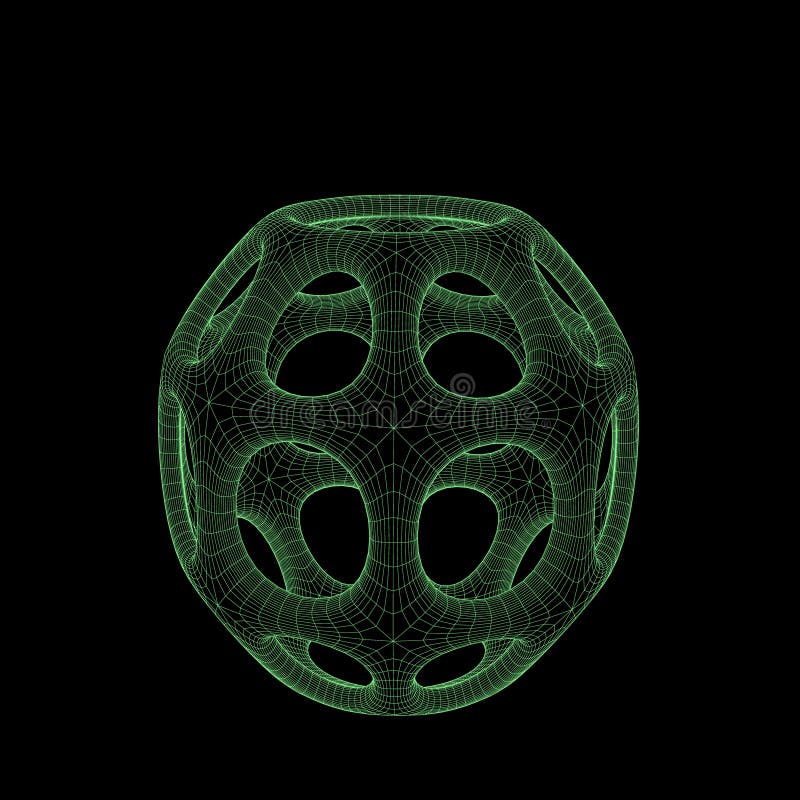 Abstract 3d Shape With Holes. Vector Wireframe Illustration Stock ...