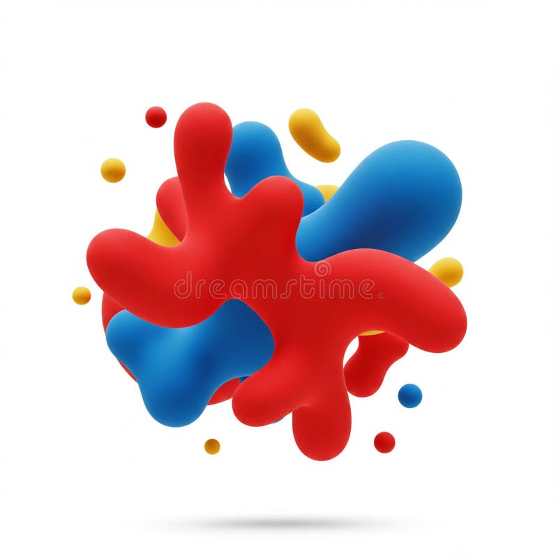 Abstract 3D Shape with Interconnected Blobby Forms in Red, Blue, and ...