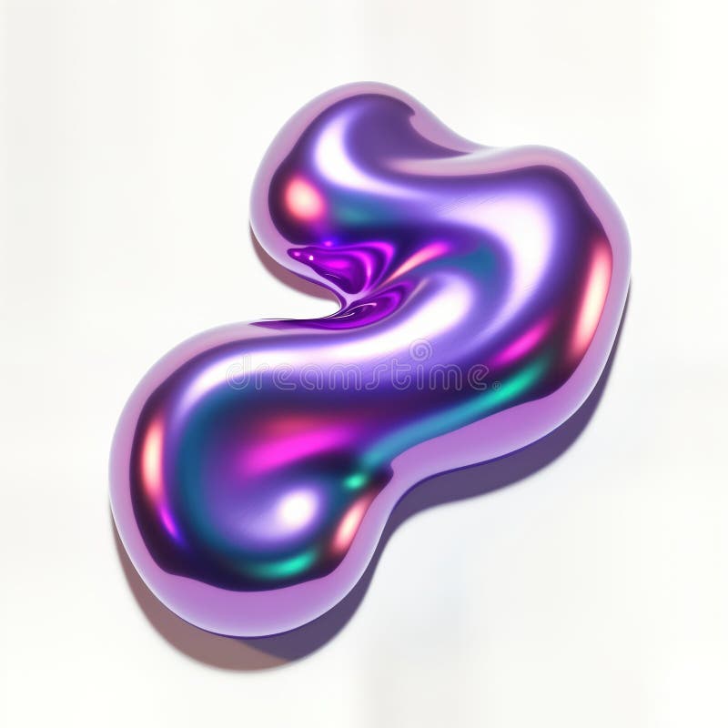 Abstract 3d Shape with Iridescent Purple and Violet Metallic Texture ...