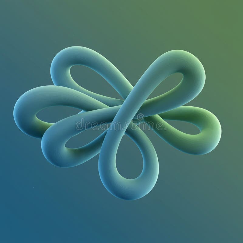 Abstract 3D Shape Resembling a Twisted Loop, Smooth and Rubbery in ...