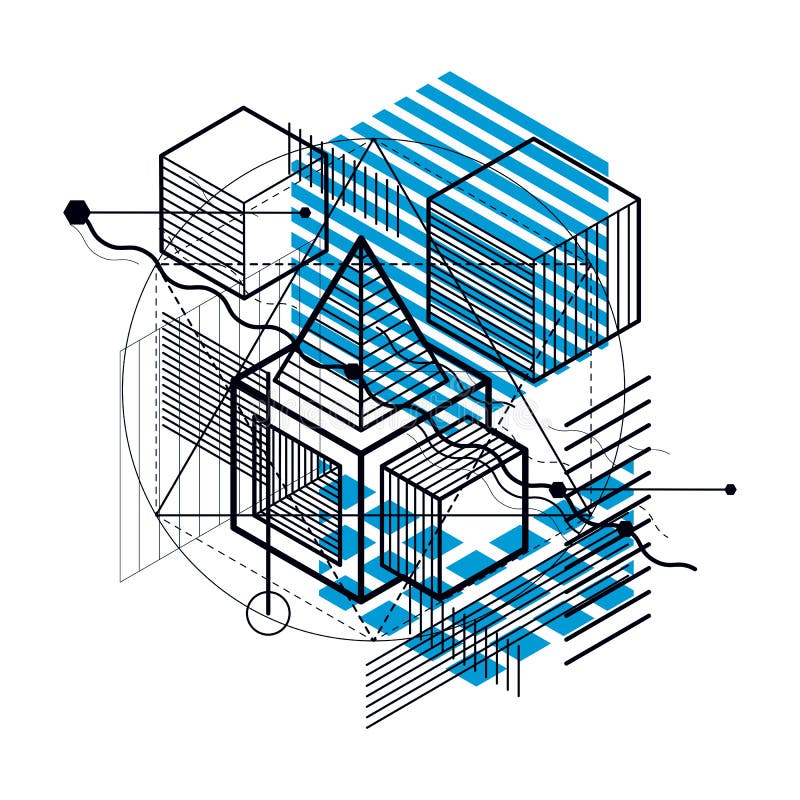 Abstract 3d Shapes Composition, Vector Isometric Background. Com Stock ...