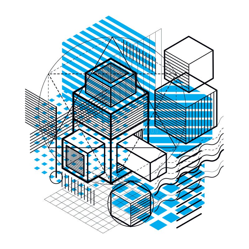 Abstract 3d Shapes Composition, Vector Isometric Background. Com Stock ...