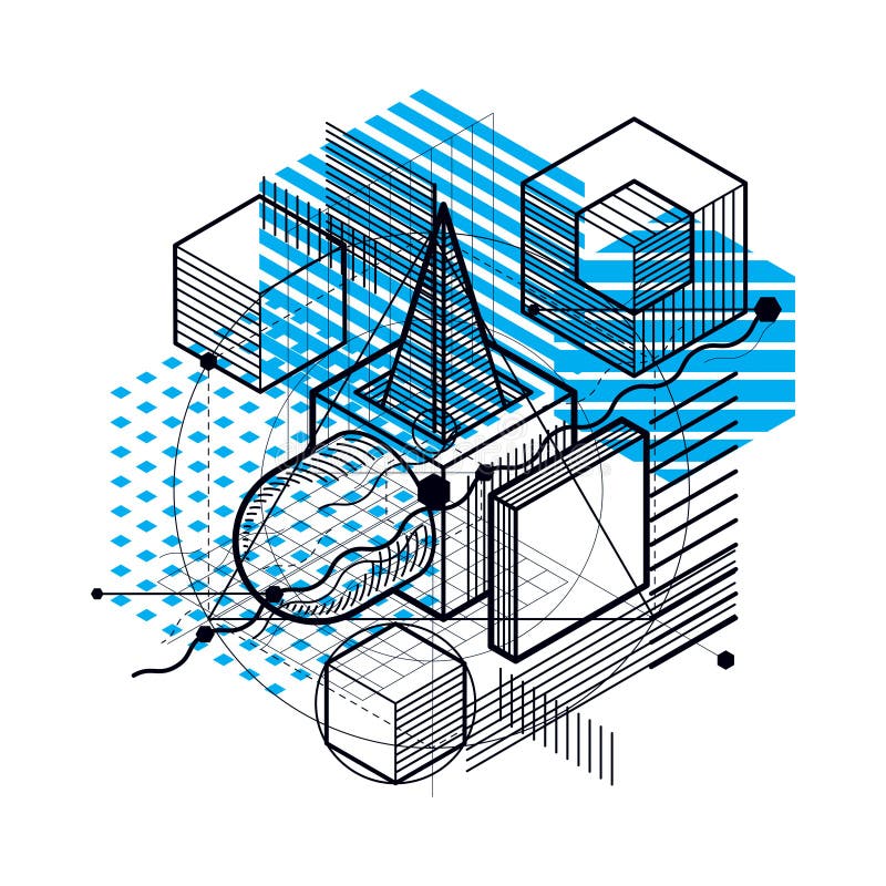 Abstract 3d Shapes Composition, Vector Isometric Background. Com Stock ...