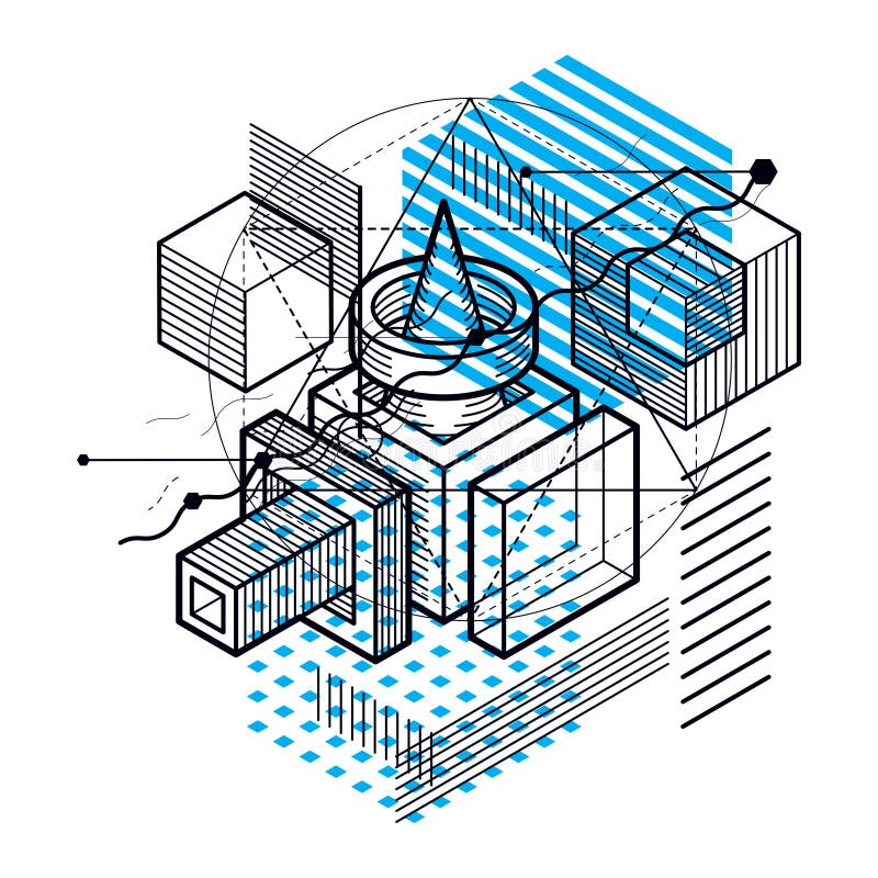 Abstract 3d Shapes Composition, Vector Isometric Background. Com Stock ...