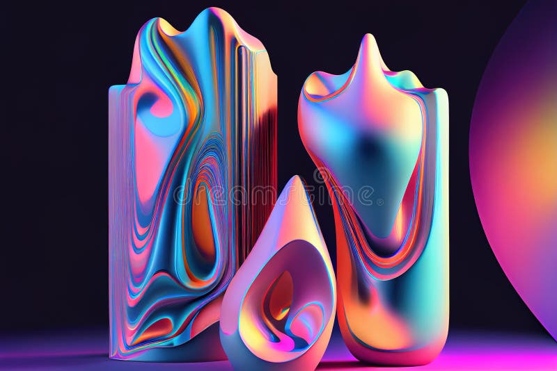 Abstract 3d Shapes in Neon Colors. 3d Illustration Stock Image - Image ...