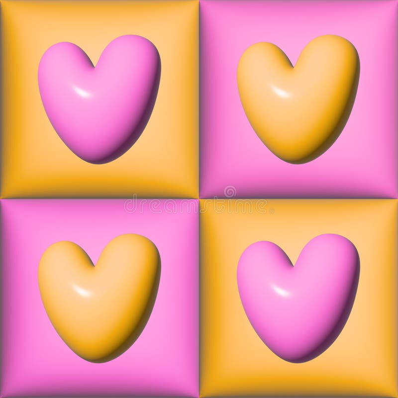 Abstract 3d Shapes Square Tile Pattern. Colorful Heart Balloons ...