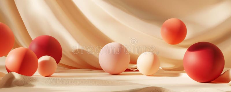 Abstract 3D Shapes in Various Shades of Red with Wave-like Forms and ...