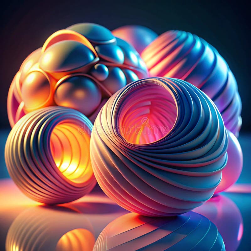 Abstract 3D Shapes in Vibrant Colors Stock Illustration - Illustration ...
