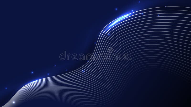 Abstract 3D Shiny Lines Wave Lines Elements with Glowing Light on Blue ...
