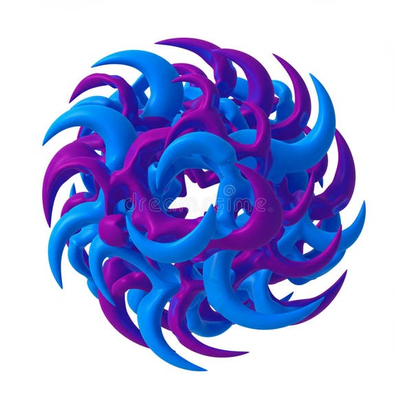 An Abstract 3D Sphere Composed of Interlocking Blue and Purple Crescent ...