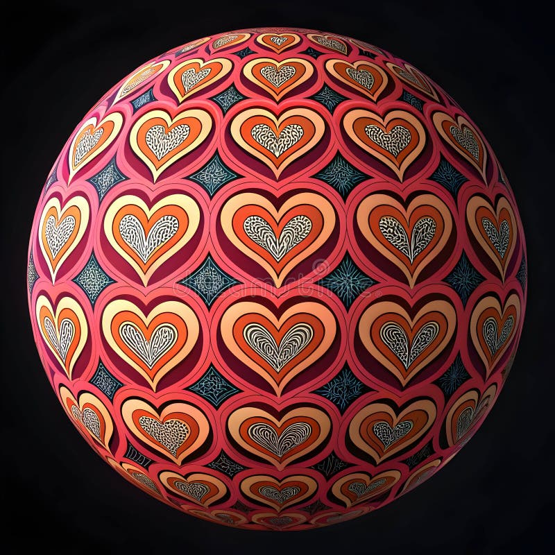 Abstract 3d Sphere with Heart Pattern Sphere Design Stock Illustration ...