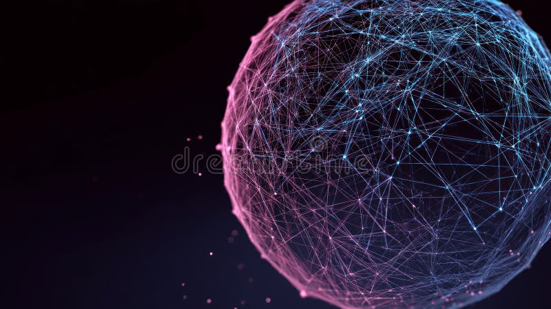 Abstract 3d Sphere with Interconnected Lines and Nodes, Symbolizing a Big Data Futuristic ...