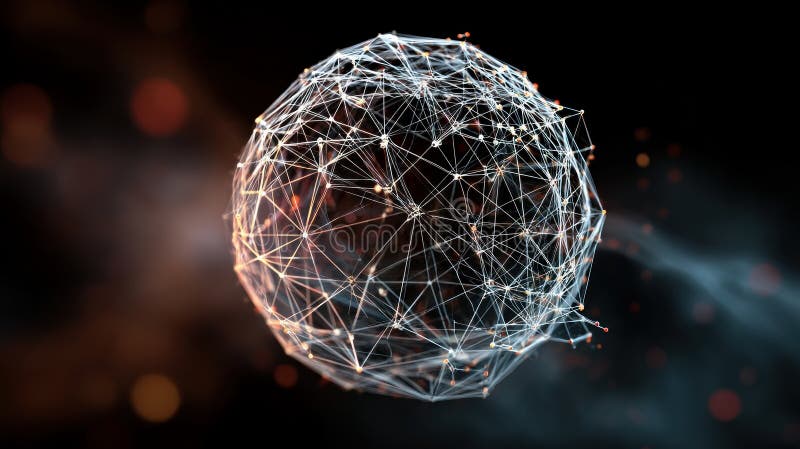 Abstract 3d Sphere with Interconnected Lines and Nodes, Symbolizing a Big Data Futuristic ...