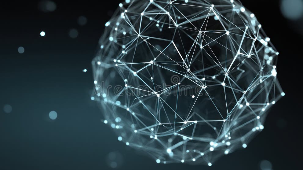 Abstract 3d Sphere with Interconnected Lines and Nodes, Symbolizing a Big Data Futuristic ...