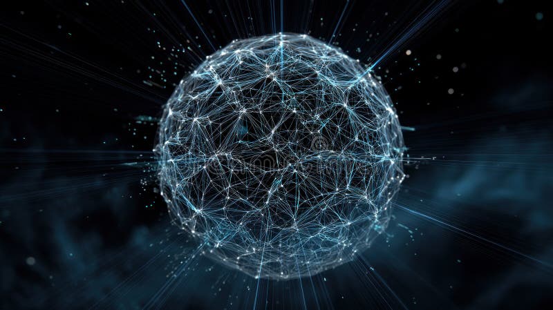 Abstract 3d Sphere with Interconnected Lines and Nodes, Symbolizing a Big Data Futuristic ...