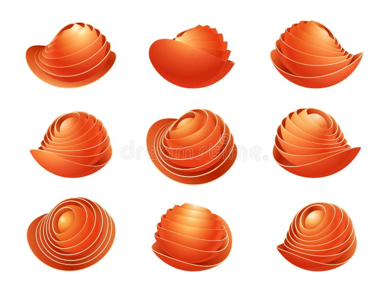 Abstract 3d Sphere Logos Carving Set. Logo Spheres. Vector EPS10 Stock ...