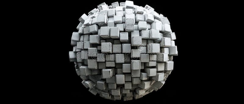 Abstract 3d Sphere Made of White Cubes Stock Image - Image of style ...