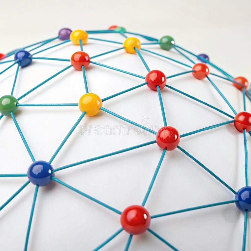 Abstract 3D Sphere Network Global Connection Visualization Stock ...