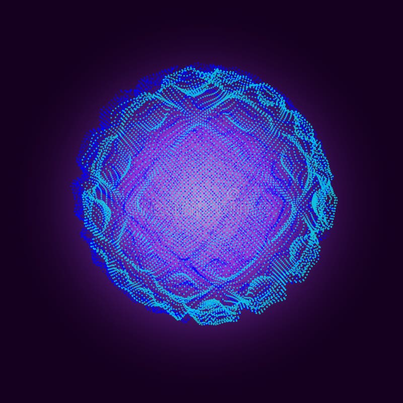 Abstract 3d Sphere of Noise Points Array. Grid Vector Illustration ...