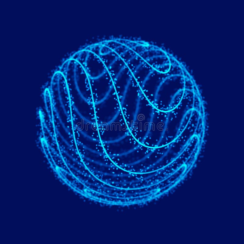 Abstract 3d Sphere. Sphere with Twist Lines. Glowing Lines Twisting ...