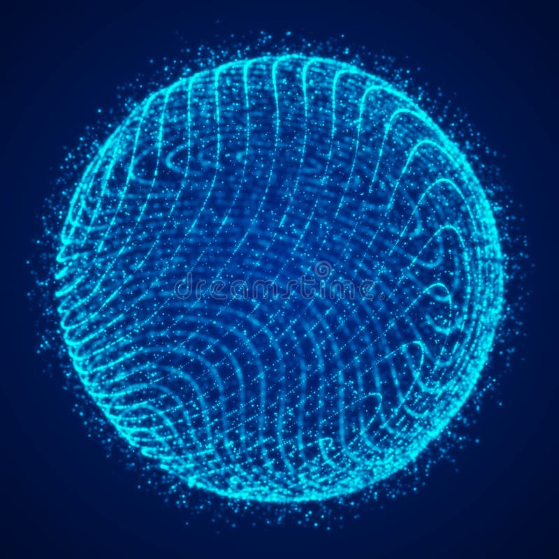 Abstract 3d Sphere. Sphere with Twist Lines. Glowing Lines Twisting ...