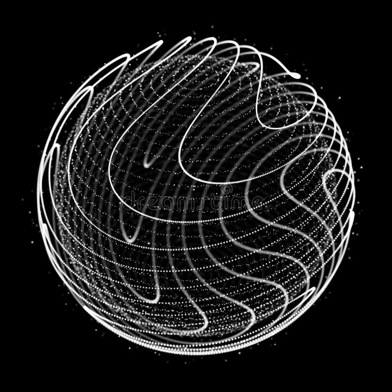 Abstract 3d Sphere. Sphere with Twist Lines. Glowing Lines Twisting ...