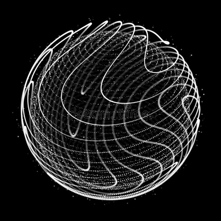 Abstract 3d Sphere. Sphere with Twist Lines. Glowing Lines Twisting ...