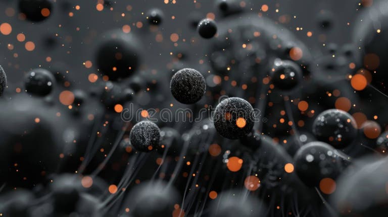 Abstract 3D Spheres with Glowing Particle Bokeh Background, Modern Tech Design Stock ...