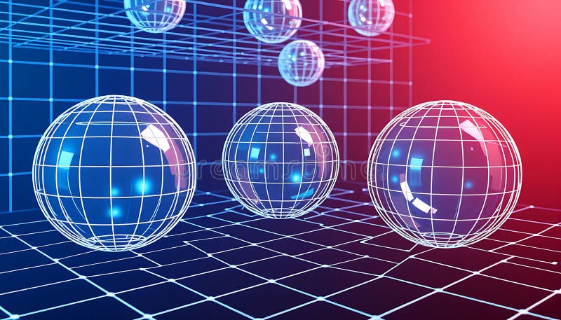 Abstract 3D Spheres with Grid Lines, Representing Technology and ...
