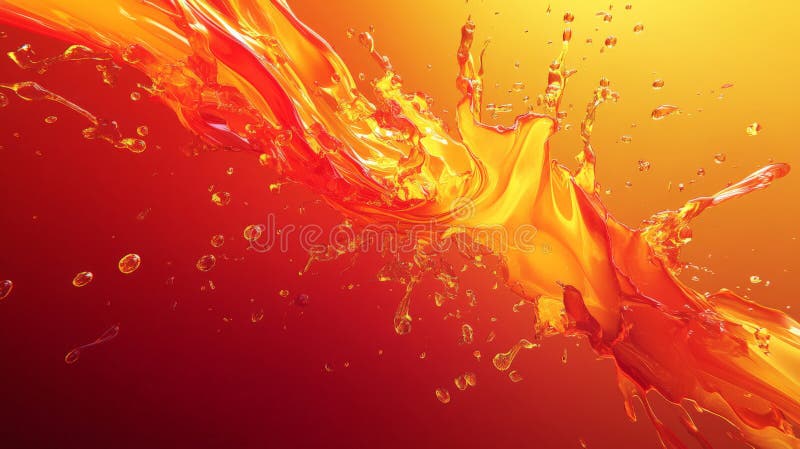 An Abstract 3D Splash of Fiery Red and Golden Yellow, with Vibrant ...