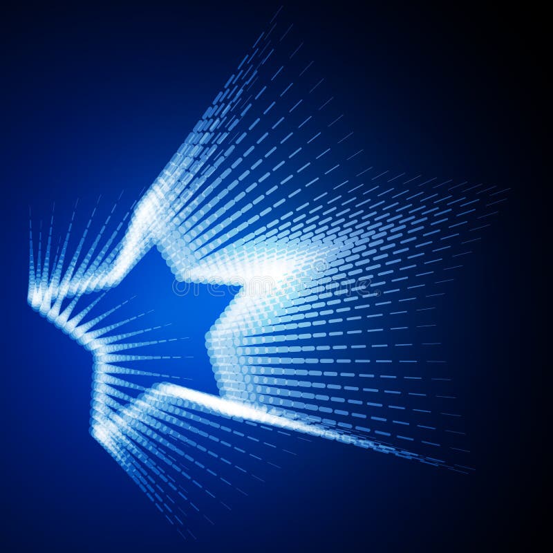 Abstract 3d Star in Flow Lines on Blue. Vector Illustration. Stock ...
