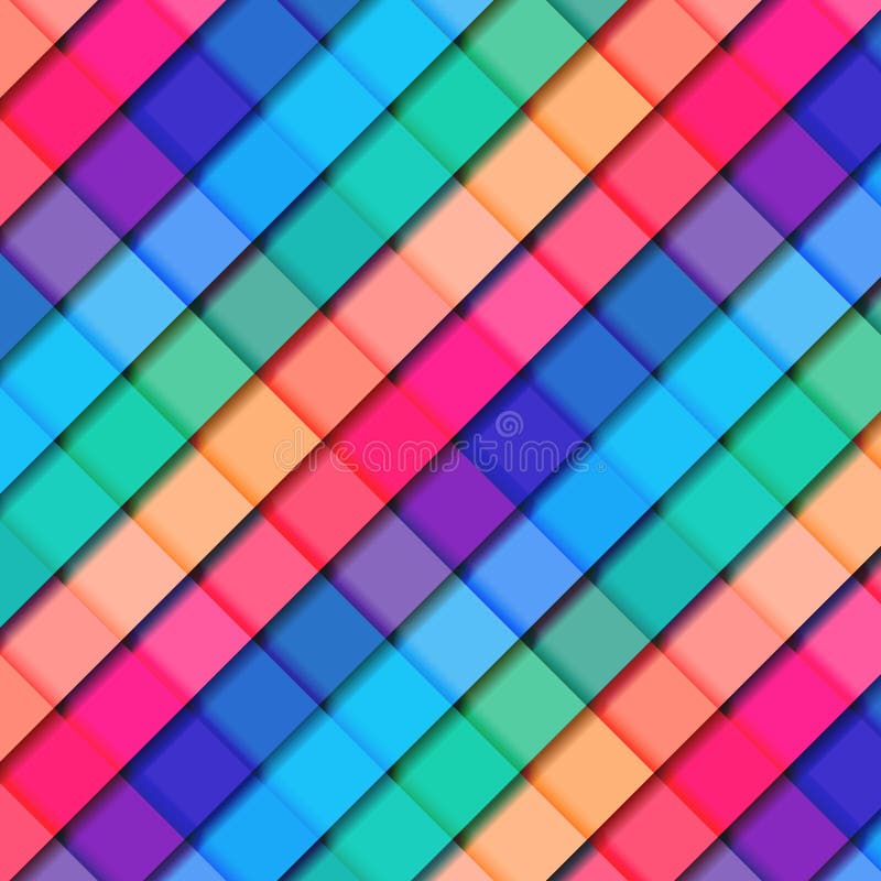 Abstract 3D Striped Geometric Square Pattern Vibrant Color Background ...