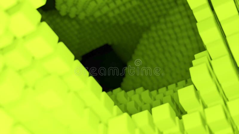 Abstract 3D Structure of Neon Cubes Formations Flowing on a Black ...