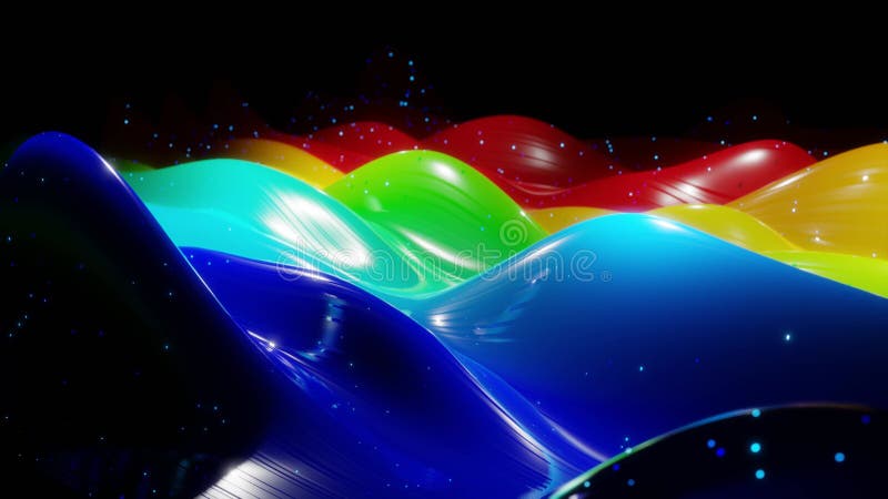 Abstract 3D Surface with Beautiful Waves, Luminous Sparkles and Bright ...