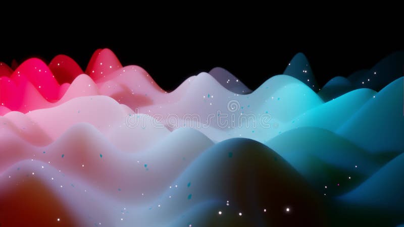Abstract 3D Surface with Beautiful Waves, Luminous Sparkles and Bright ...